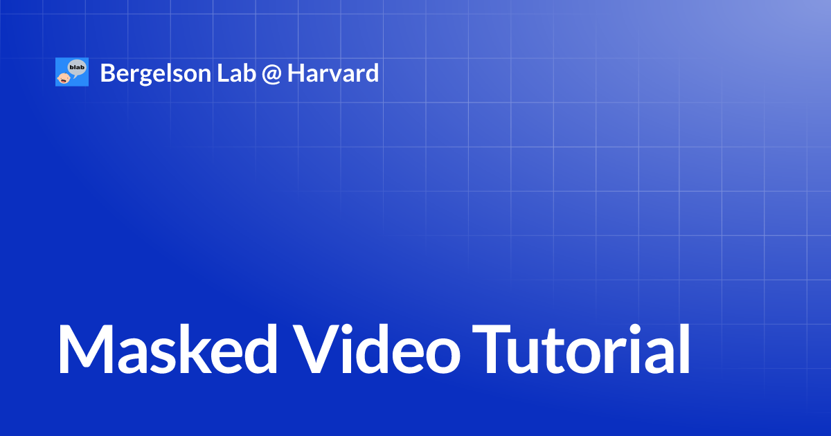 Masked Video Tutorial | Bergelson Lab @ Harvard
