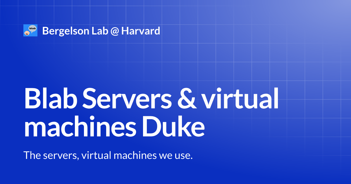Blab Servers & virtual machines Duke | Bergelson Lab @ Harvard