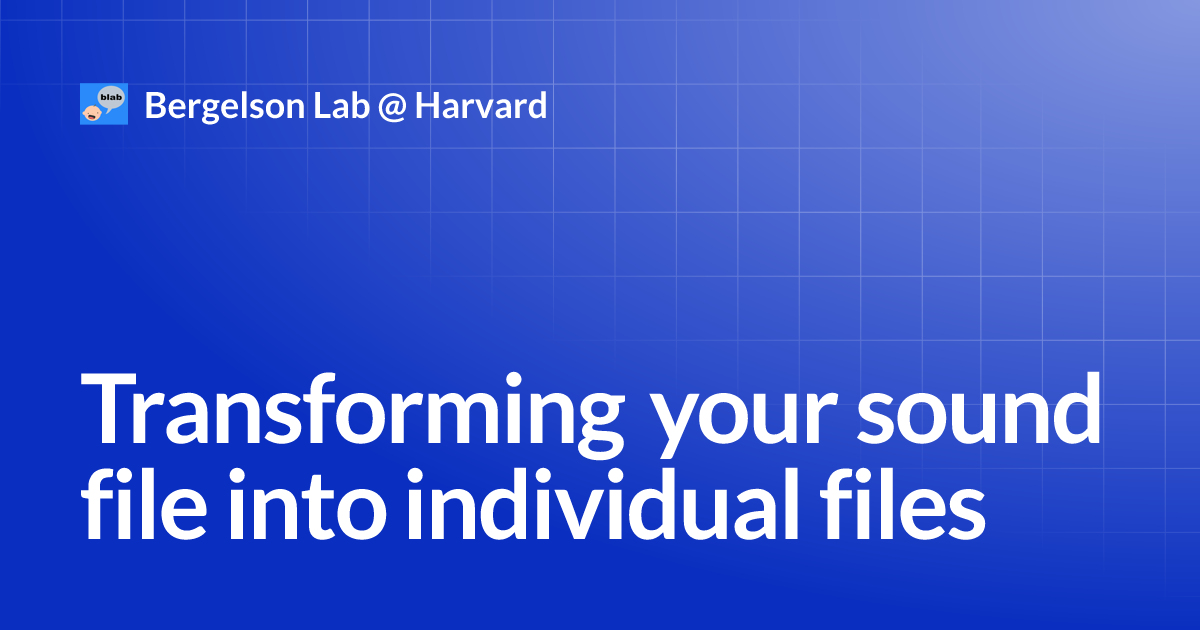Transforming your sound file into individual files | Bergelson Lab @ Harvard