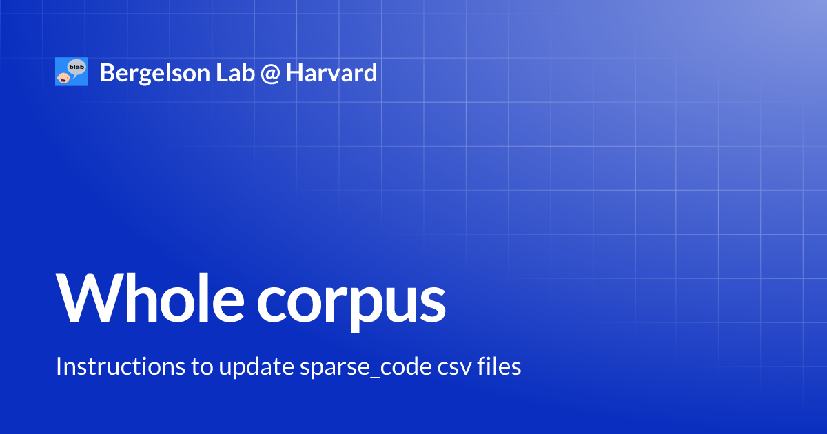 Whole corpus | Bergelson Lab @ Harvard